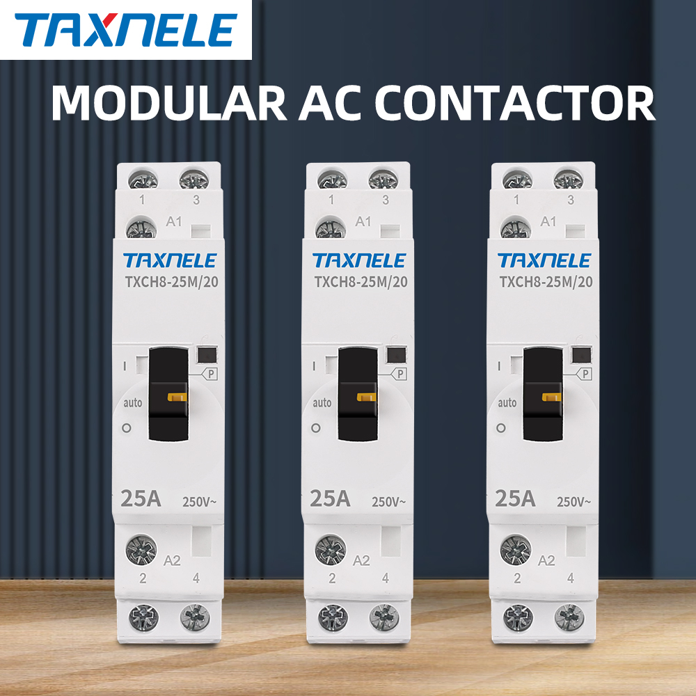 Taxnele 16A 20A 25A 2P ครัวเรือน Din rail AC Contactor Modular คู่มือ 2NO 2NC 1NO 1NC | Shopee ...