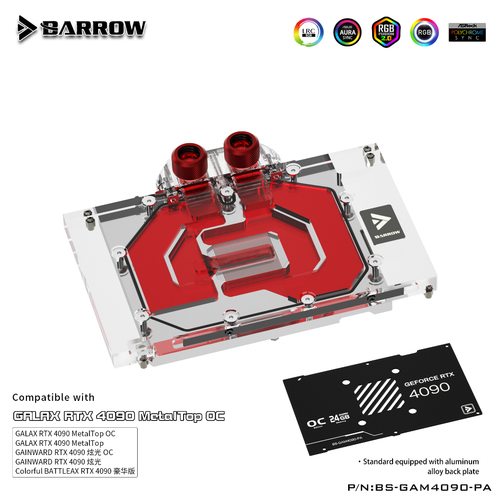 Barrow GPU Water Block สําหรับ Galax / Gainward / สีสัน RTX 4090, การ์ด ...