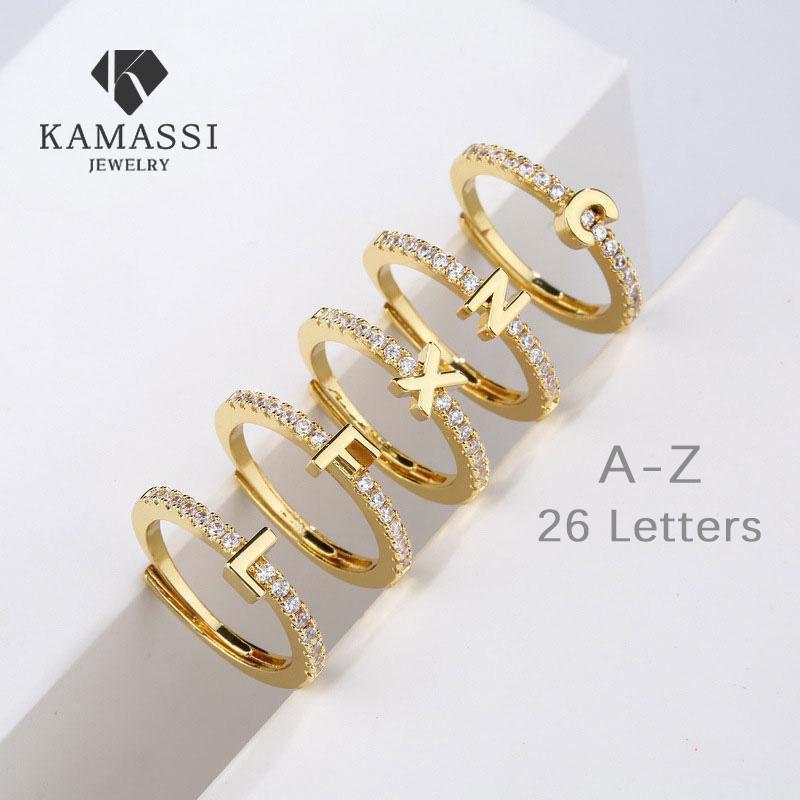 Kamassi แหวนเพทาย ลายตัวอักษร ปรับได้ เหมาะกับของขวัญวันเกิด งานแต่งงาน ...