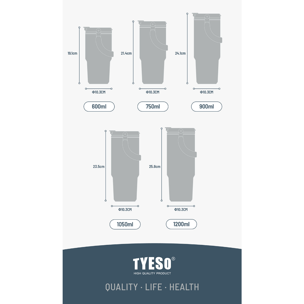 TYESO TS-8826 TS-8827 TS-8828 600 มล. 750 มล. 900 มล. แก้วน้ําสูญญากาศ เก็บความเย็น และร้อน อเนก ...