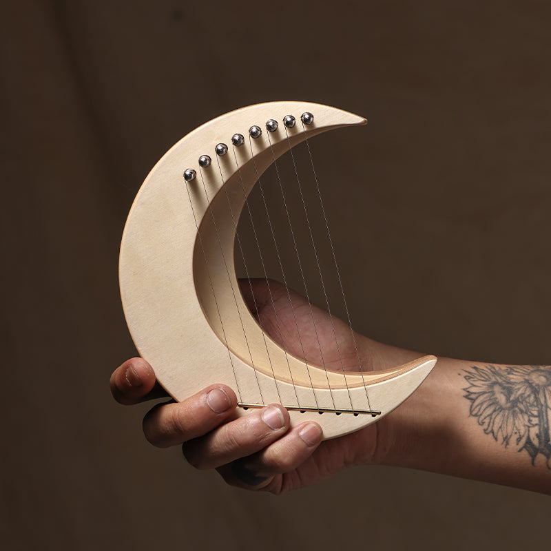 Hluru 8 สาย Mini Moon Lyre Harp Crescent Luna เครื่องดนตรี 8 สาย ...