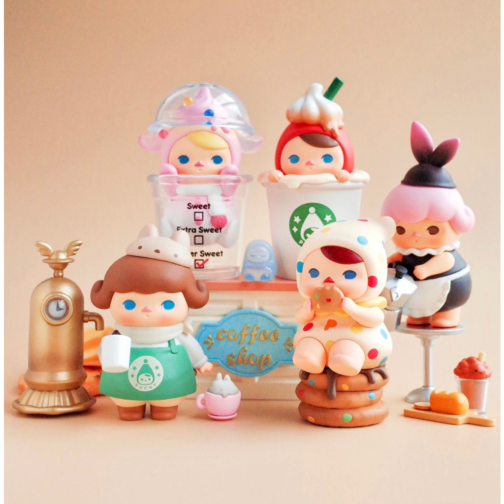 ตุ๊กตาฟิกเกอร์ PUCKY Elf Bunny Cafe Series POPMART POPMART PUCKY เหมาะ ...
