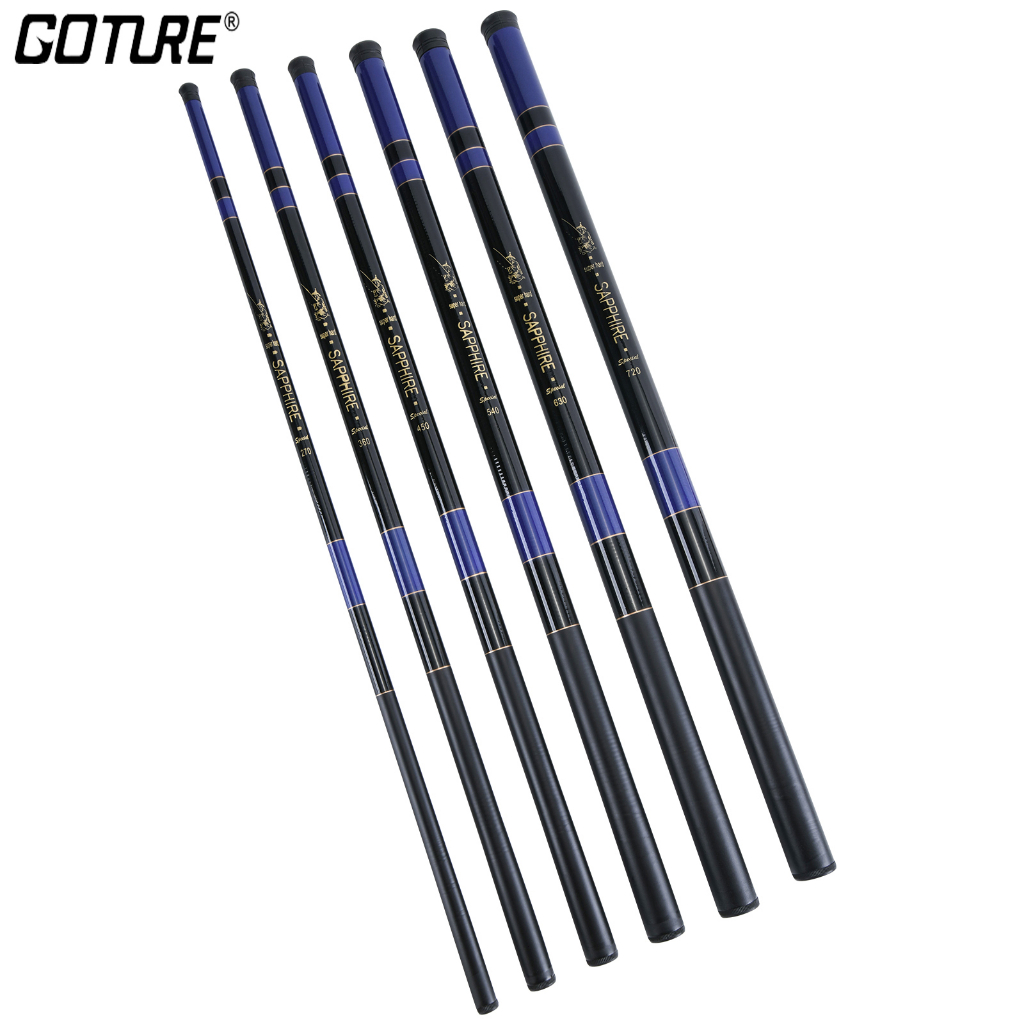 Goture คันเบ็ดตกปลา รุ่น sapphire คาร์บอนไฟเบอร์ 2.7m/3.6m/4.5m/5.4m/6.3m/ 7.2m จัดส่งจากไทย ...
