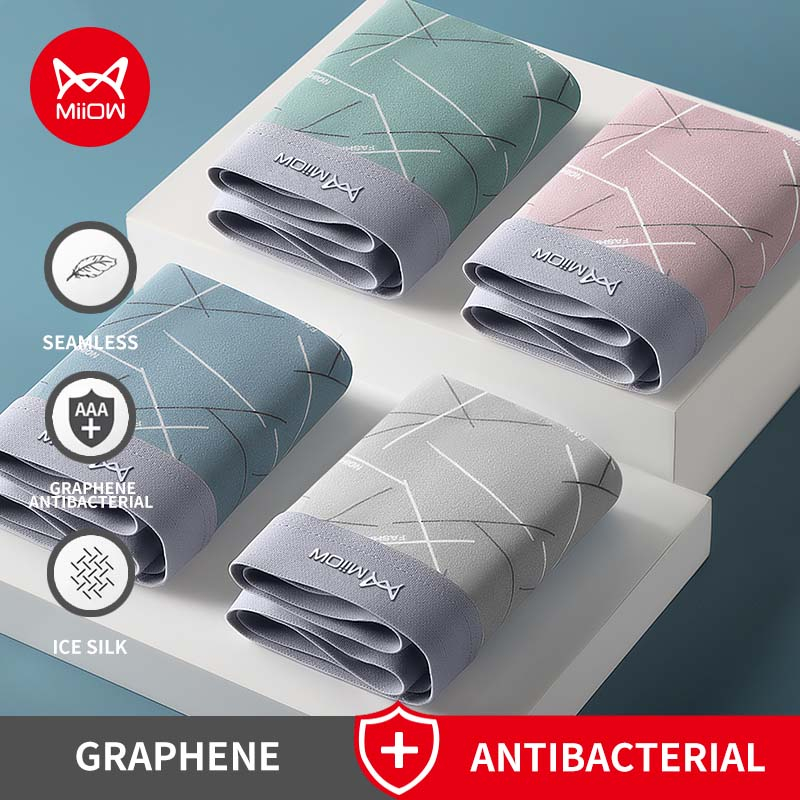 MiiOW 4-Pack ชุดชั้นในชายต้านเชื้อแบคทีเรียไนลอนกางเกงบ็อกเซอร์เซ็กซี่ M1030 | Shopee Thailand