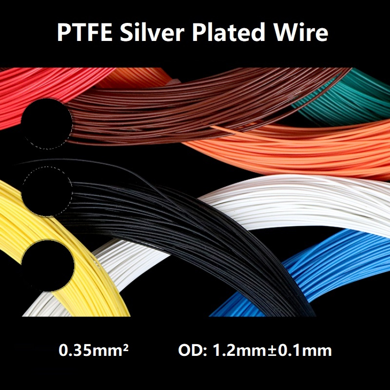22AWG Silver Plated Wire OD1.2mm Soft PTFE Insulate Electron Cable 0 ...
