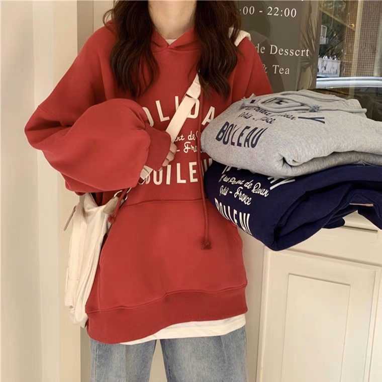 【WANG JIAO ZHAN】 เสื้อกันหนาว มีฮู้ด ทรงหลวม พิมพ์ลาย สไตล์เกาหลี ...