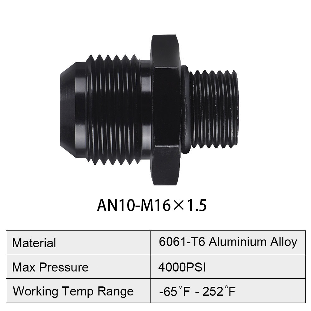 อะแดปเตอร์ข้อต่อท่อน้ํามันเชื้อเพลิง อลูมิเนียม สีดํา AN6 เป็น M12*1.5 M14*1.5 M16*1.5 M18*1.5 ...