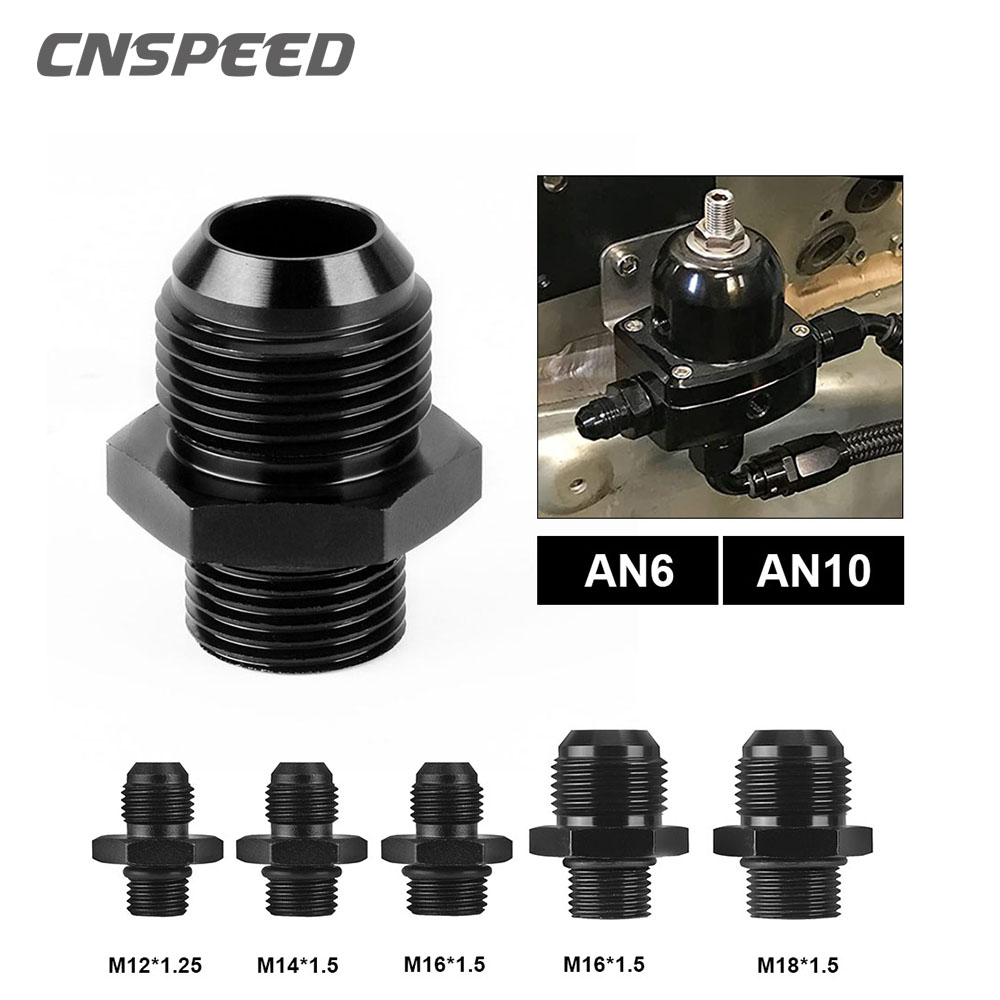 อะแดปเตอร์ข้อต่อท่อน้ํามันเชื้อเพลิง อลูมิเนียม สีดํา AN6 เป็น M12*1.5 M14*1.5 M16*1.5 M18*1.5 ...