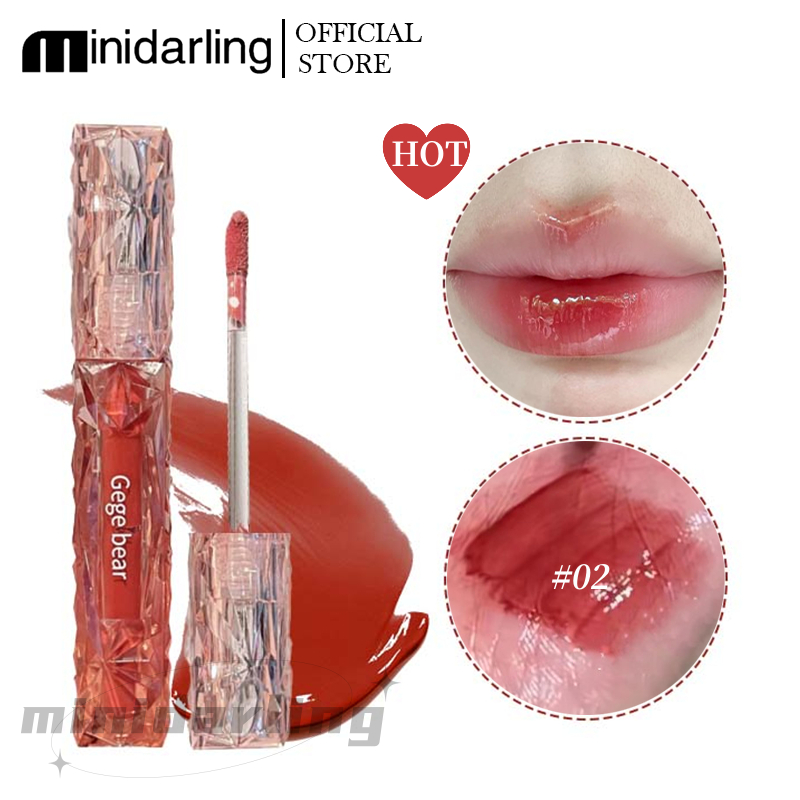 Gege bear คริสตัลเพชร กระจก ลิปกลอส ลิปกลอส ใส ชุ่มชื้น ไม่ติดถ้วย ลิปสติก กันน้ํา ติดทนนาน ...