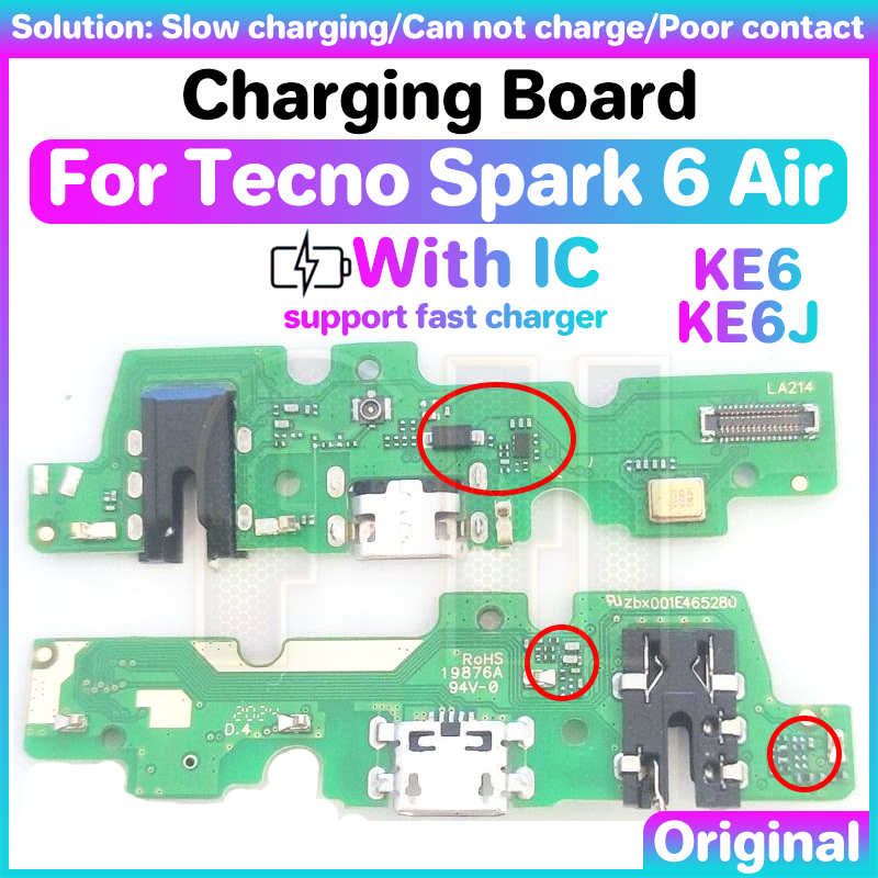 บอร์ดพอร์ตชาร์จ USB สําหรับ Tecno Spark 6 air KE6 KE 6 KE6J พร้อมสายแพ ...