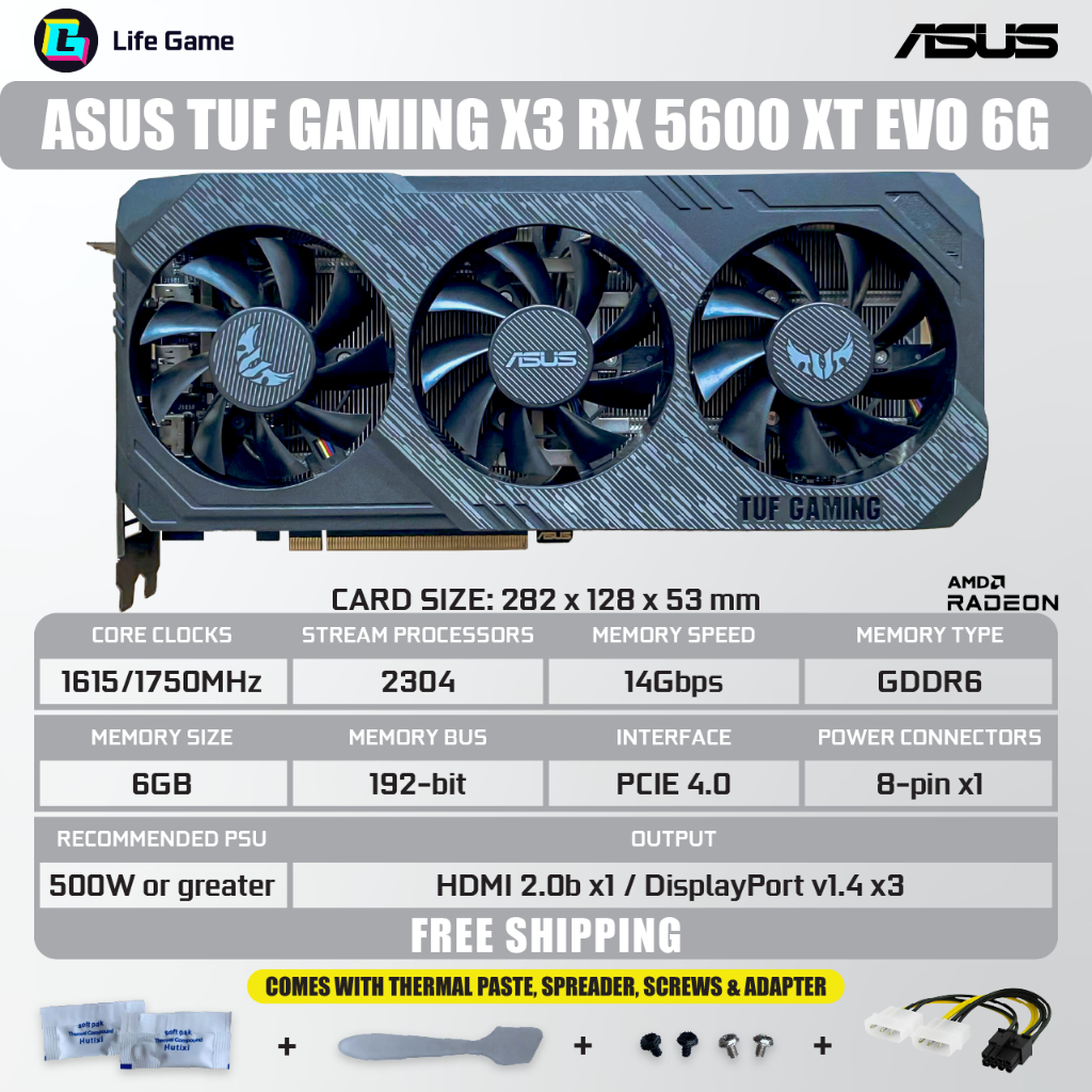 ใช้ ASUS RX 5600 XT 5600XT 6G 6GB GDDDR6 AMD กราฟิกการ์ดกราฟิกกราฟิก ...