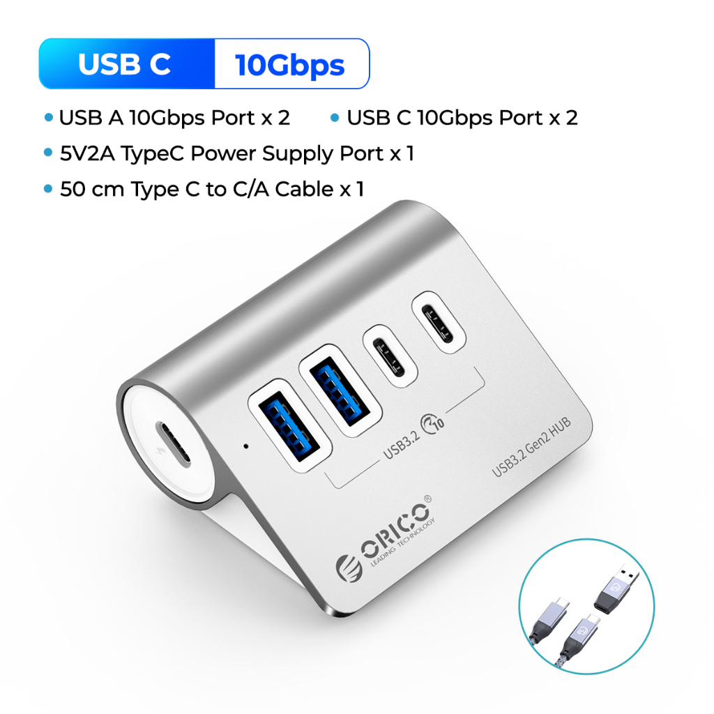 Orico USB C Hub 10Gbps USB 3.2 Gen 2 Hub 2 USB A พอร์ต 2 พอร์ต USB C ...
