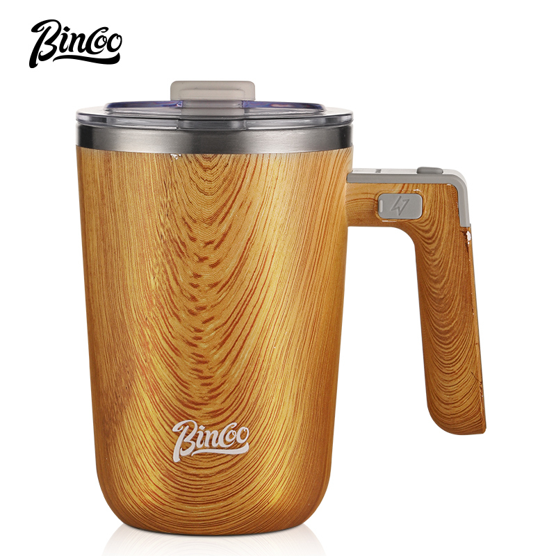 Bincoo แก้วกาแฟไฟฟ้าอัตโนมัติ ลายไม้ แบบแม่เหล็ก ขนาดพกพา 400 มล. ชาร์จไฟได้ | Shopee Thailand
