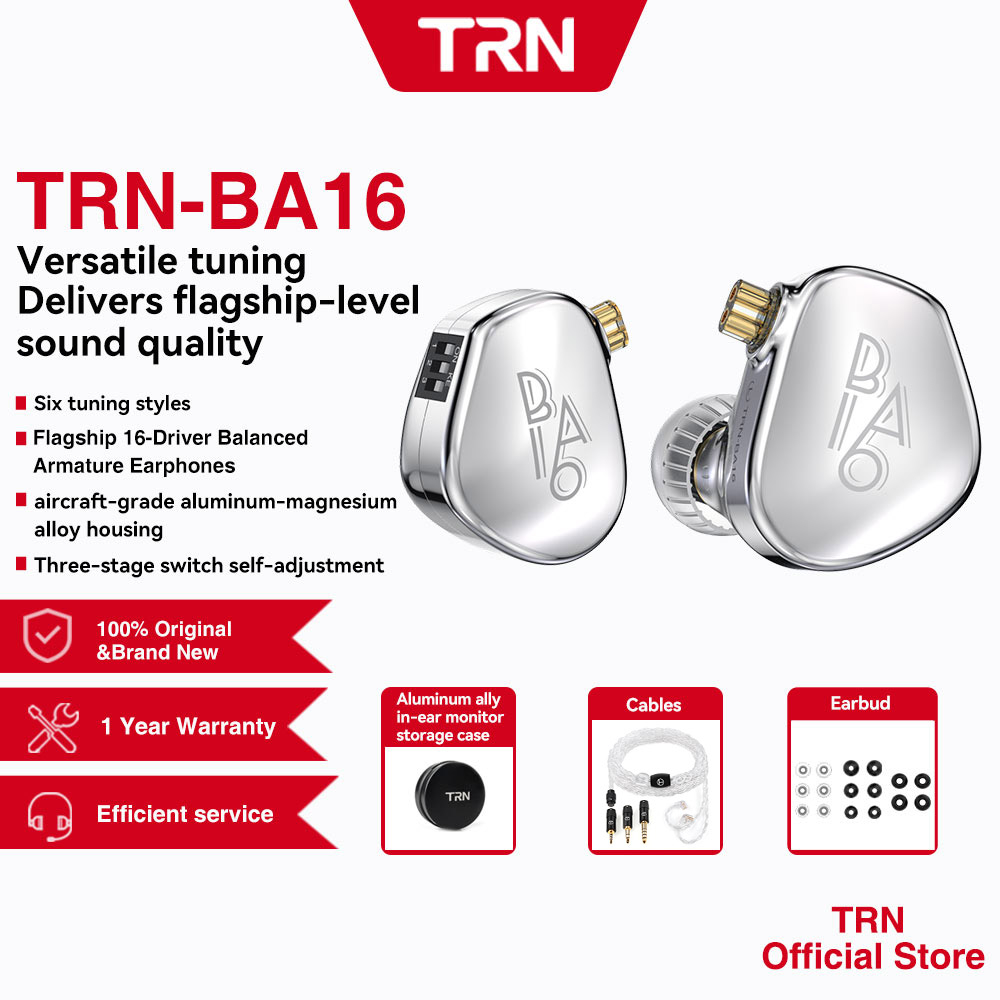 Trn BA16 32BA ชุดหูฟังอินเอียร์ HIFI แบบมีสาย พร้อมสวิตช์ปรับแต่ง ตัด ...