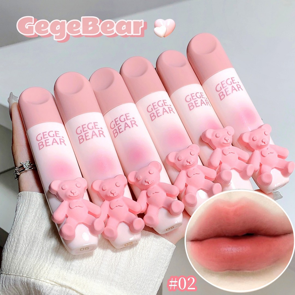 Gege bear ลิปสติก เนื้อแมตต์กํามะหยี่ กันน้ํา และกันเหงื่อ สีใส ไม่ทัชง่าย | Shopee Thailand