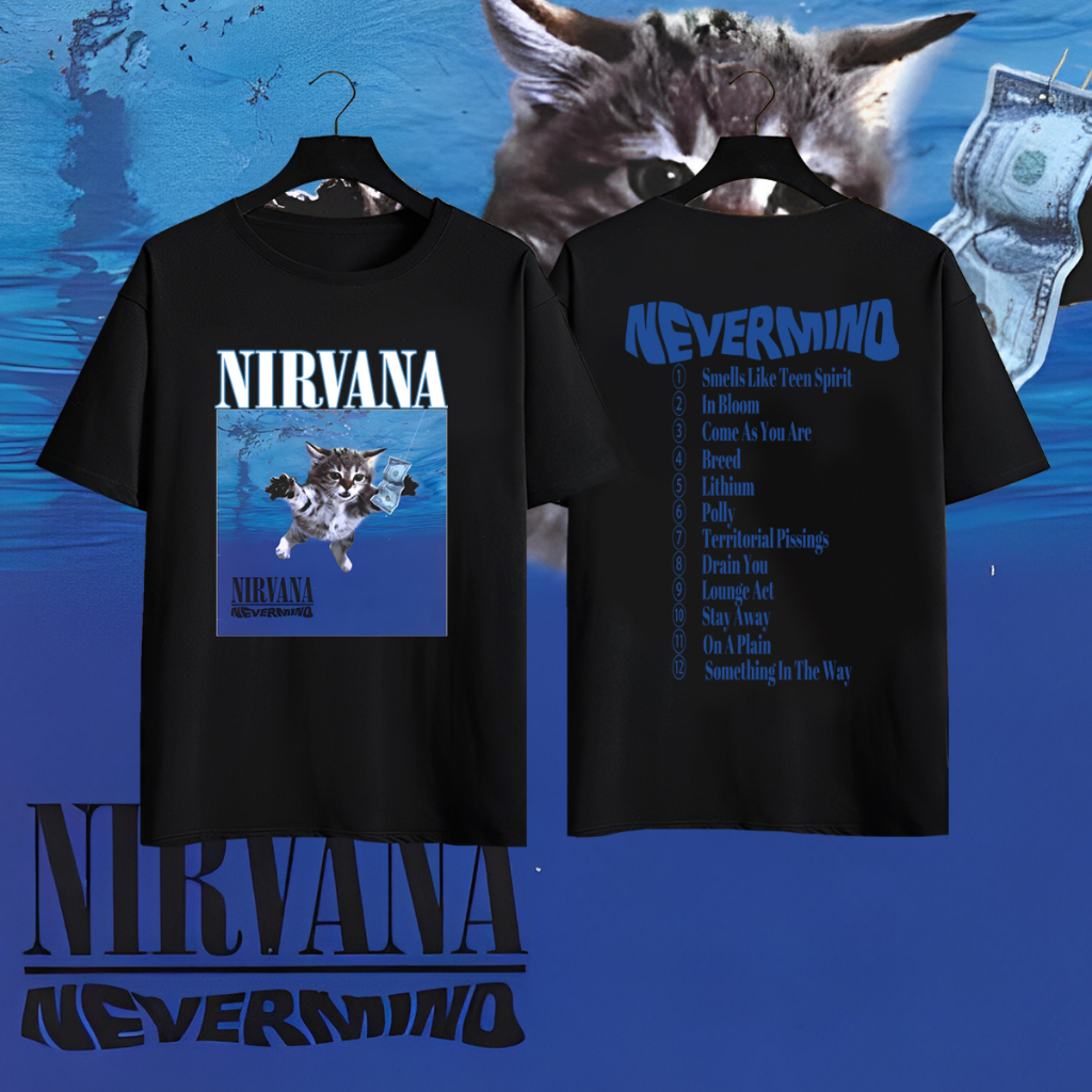 เสื้อวง Nirvana cat ลิขสิทธิ์แท้100% ลาย NEVERMIND | Shopee Thailand