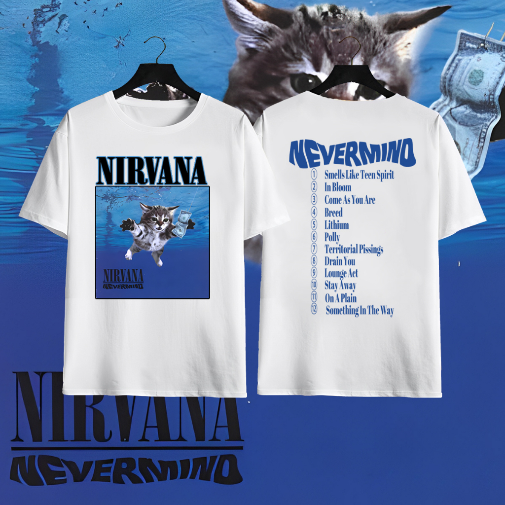 เสื้อวง Nirvana cat ลิขสิทธิ์แท้100% ลาย NEVERMIND | Shopee Thailand