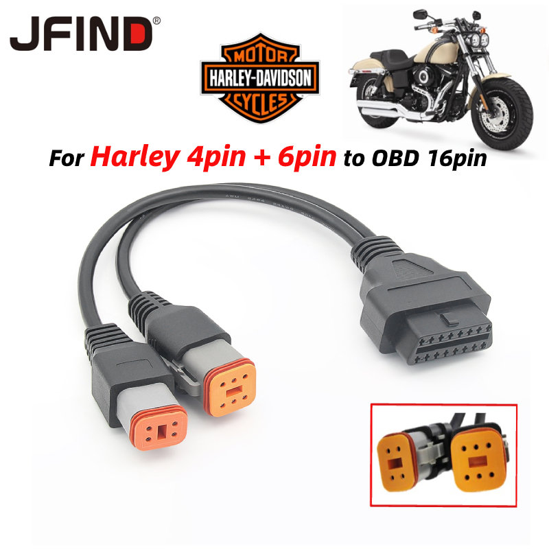 2 in 1 Harley Davidson 4pin + 6pin to 16pin OBD 2 สายเคเบิลต่อขยาย ...