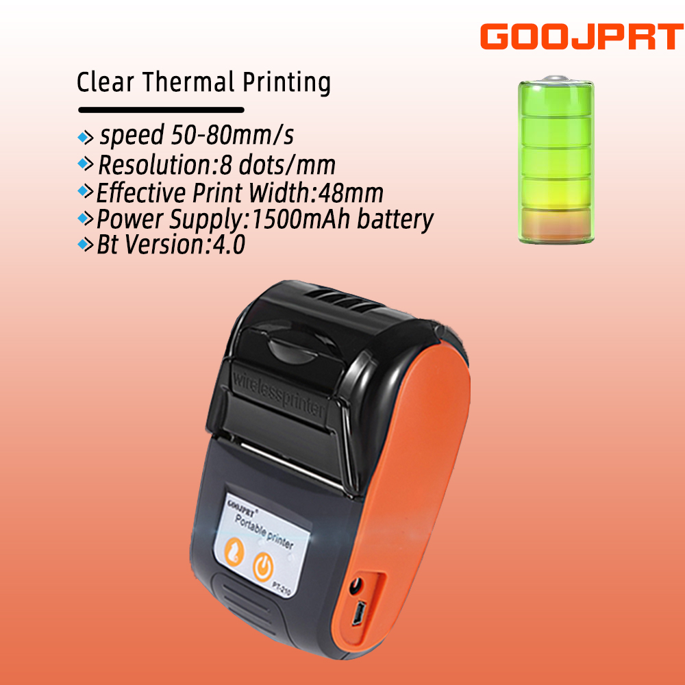 Goojprt PT210 เครื่องพิมพ์ใบเสร็จไร้สาย แบบพกพา 58 มม. | Shopee Thailand