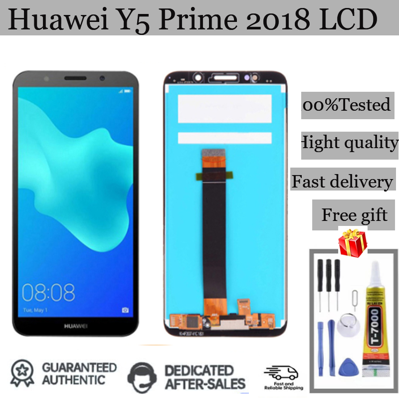 อะไหล่หน้าจอสัมผัสดิจิทัล LCD แบบเปลี่ยน สําหรับ Huawei Y5 Prime 2018 ...