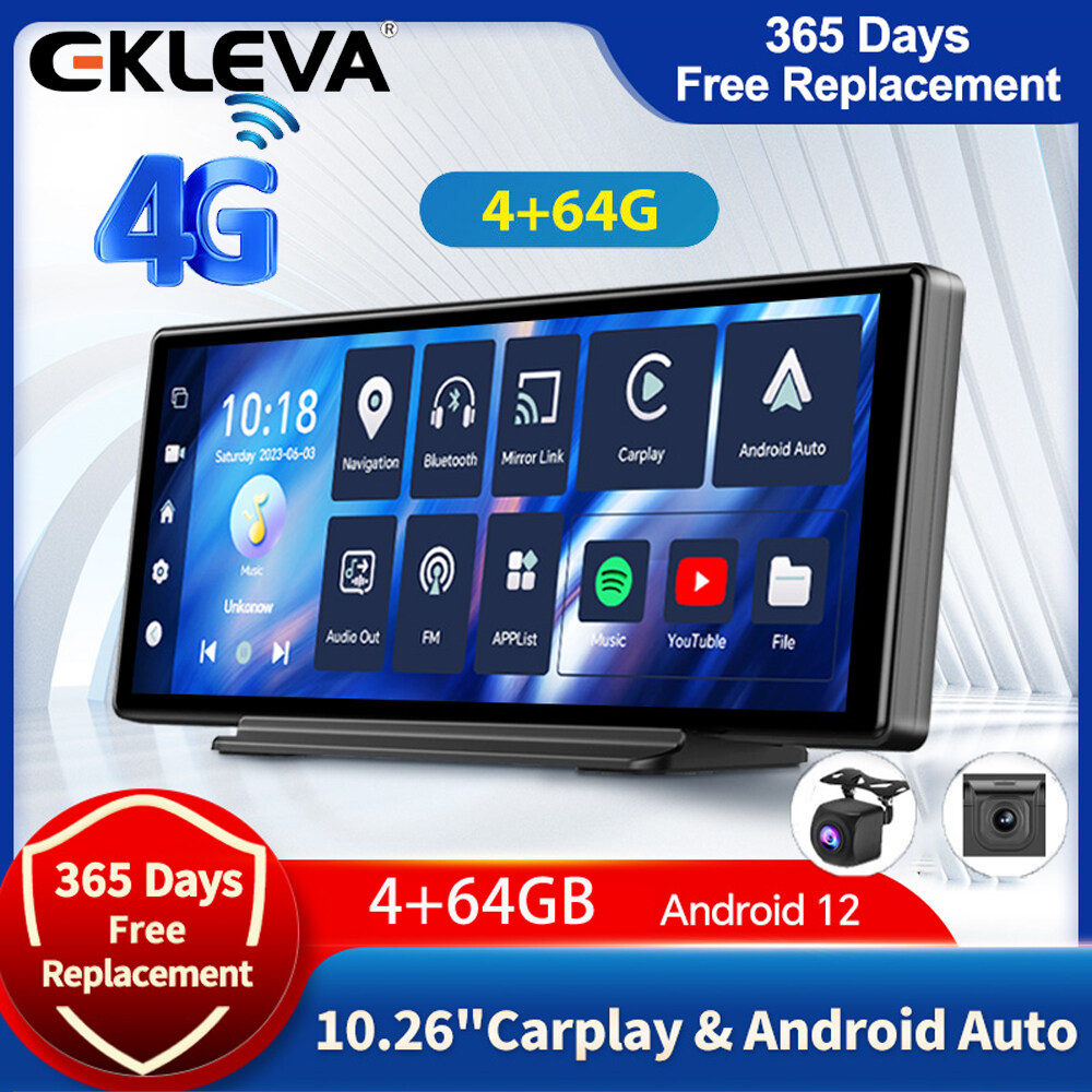 Ekleva กล้องบันทึกวิดีโอ 10.26 นิ้ว Android AUTO DVR ADAS 4G GPS Nav ...