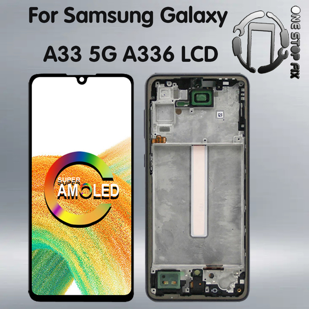 Super AMOLED หน้าจอสัมผัสดิจิทัล LCD พร้อมกรอบ สําหรับ Samsung Galaxy A33 5G A336 SM-A336E A336B ...