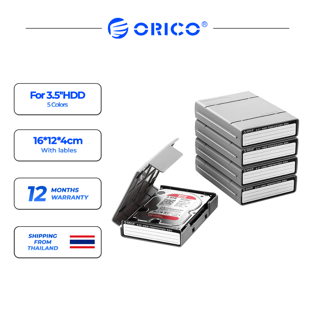 ORICO 2.5/3.5 '' Protect Case กล่องเคสแข็งพร้อมฉลากสำหรับ 2.5/3.5 นิ้ว ...
