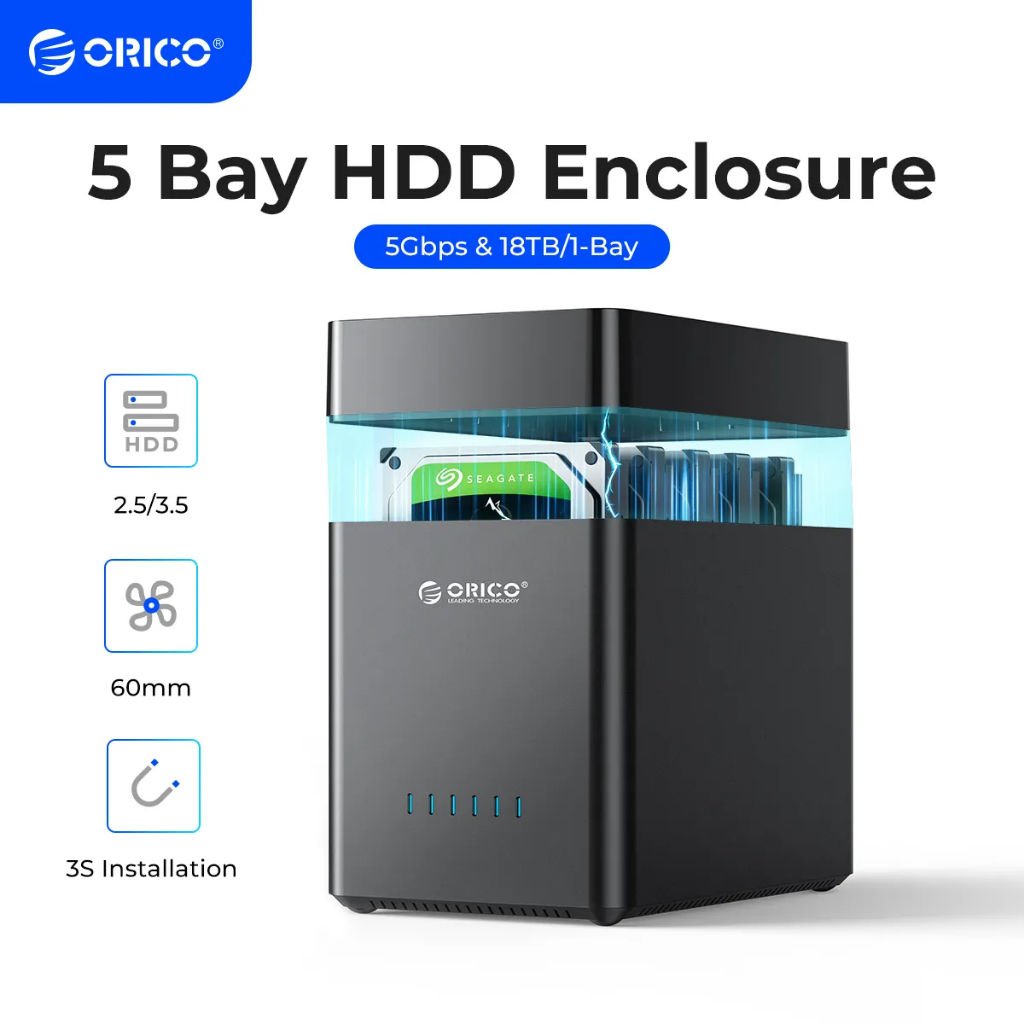 Orico ฮาร์ดไดรฟ์ 5 Bay HDD Usb 3.0 50TB 5Gbps | Shopee Thailand