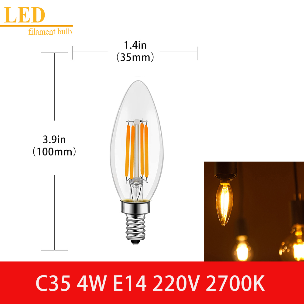 หลอดไฟ Edison LED E12 E14 E27 1W 2W 3W 4W 6W 8W C7 C35 T20 T16 A19 G40 G80 T28 ST64 หรี่แสงได้ ...