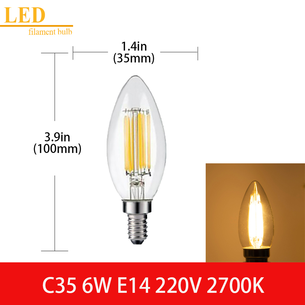 หลอดไฟ Edison LED E12 E14 E27 1W 2W 3W 4W 6W 8W C7 C35 T20 T16 A19 G40 G80 T28 ST64 หรี่แสงได้ ...