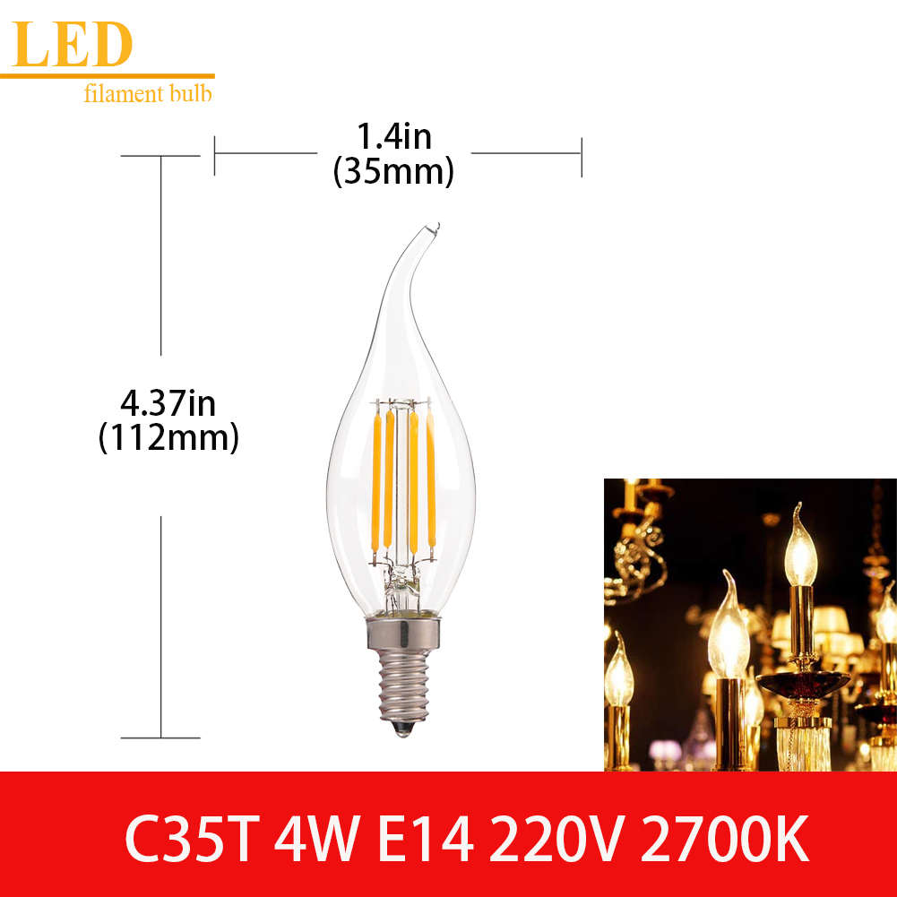 หลอดไฟ Edison LED E12 E14 E27 1W 2W 3W 4W 6W 8W C7 C35 T20 T16 A19 G40 G80 T28 ST64 หรี่แสงได้ ...