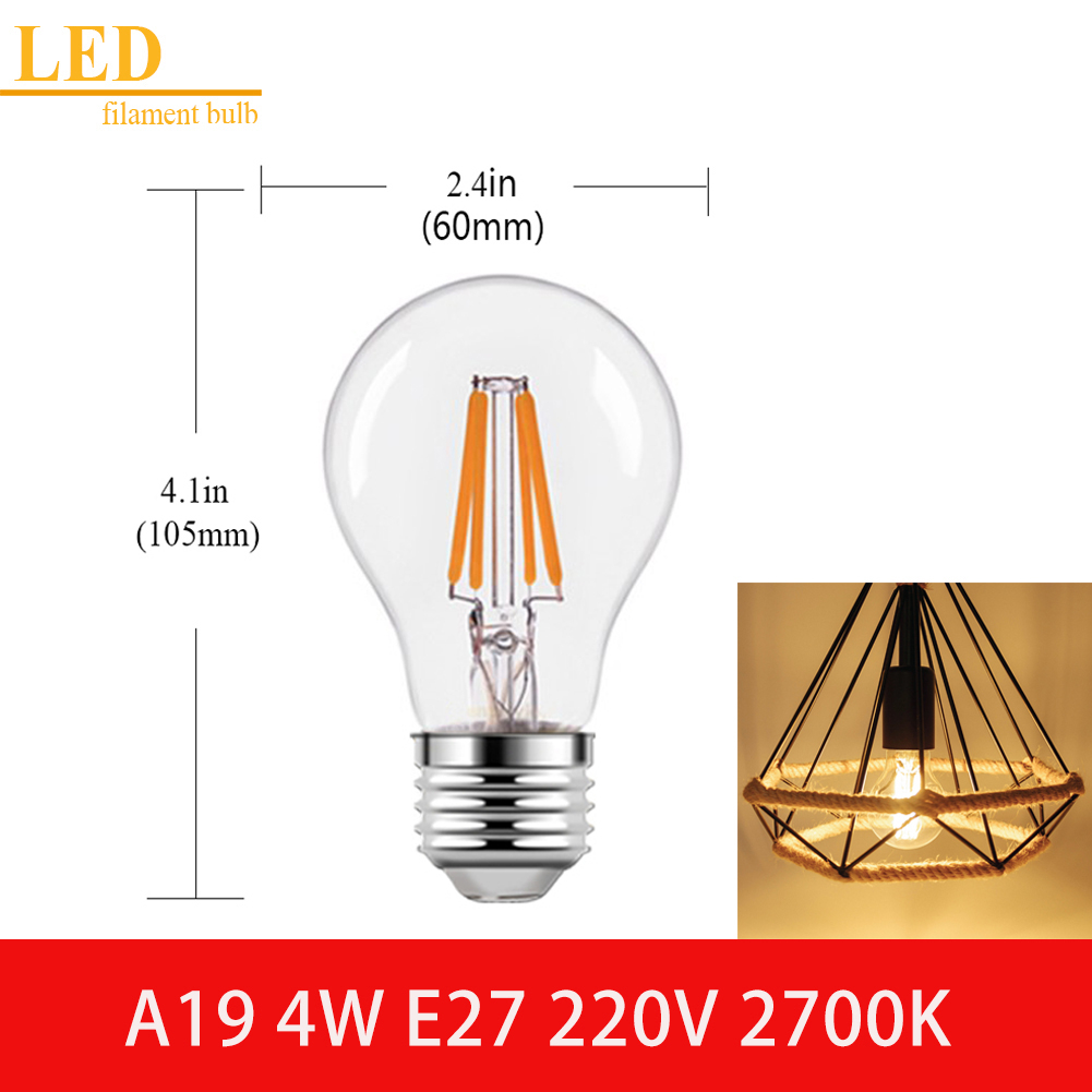 หลอดไฟ Edison LED E12 E14 E27 1W 2W 3W 4W 6W 8W C7 C35 T20 T16 A19 G40 G80 T28 ST64 หรี่แสงได้ ...