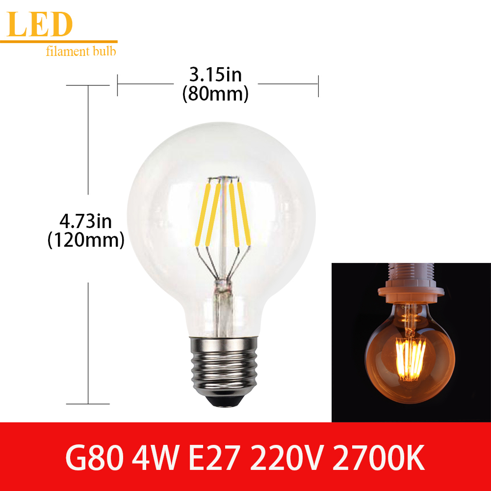 หลอดไฟ Edison LED E12 E14 E27 1W 2W 3W 4W 6W 8W C7 C35 T20 T16 A19 G40 G80 T28 ST64 หรี่แสงได้ ...