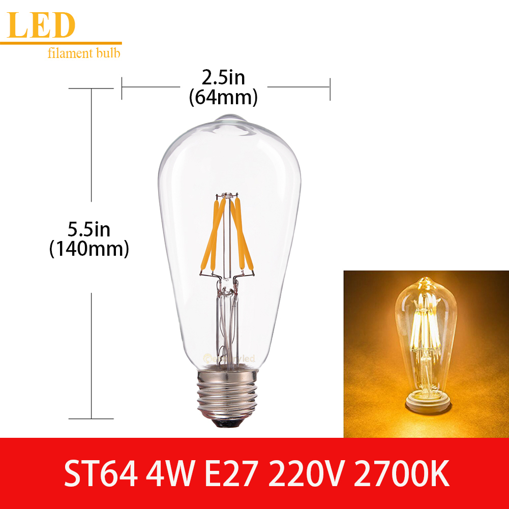 หลอดไฟ Edison LED E12 E14 E27 1W 2W 3W 4W 6W 8W C7 C35 T20 T16 A19 G40 G80 T28 ST64 หรี่แสงได้ ...