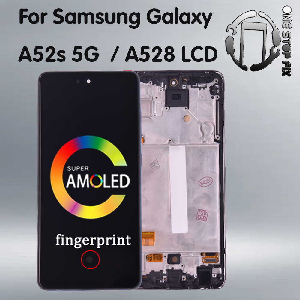 Amoled อะไหล่หน้าจอสัมผัส LCD พร้อมกรอบ สําหรับ Samsung A52S A528 A52S ...