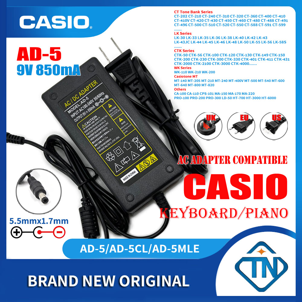 อะแดปเตอร์พาวเวอร์ซัพพลาย 9V 850mA AD-5CL AD-5 สําหรับคีย์บอร์ดเปียโน ...