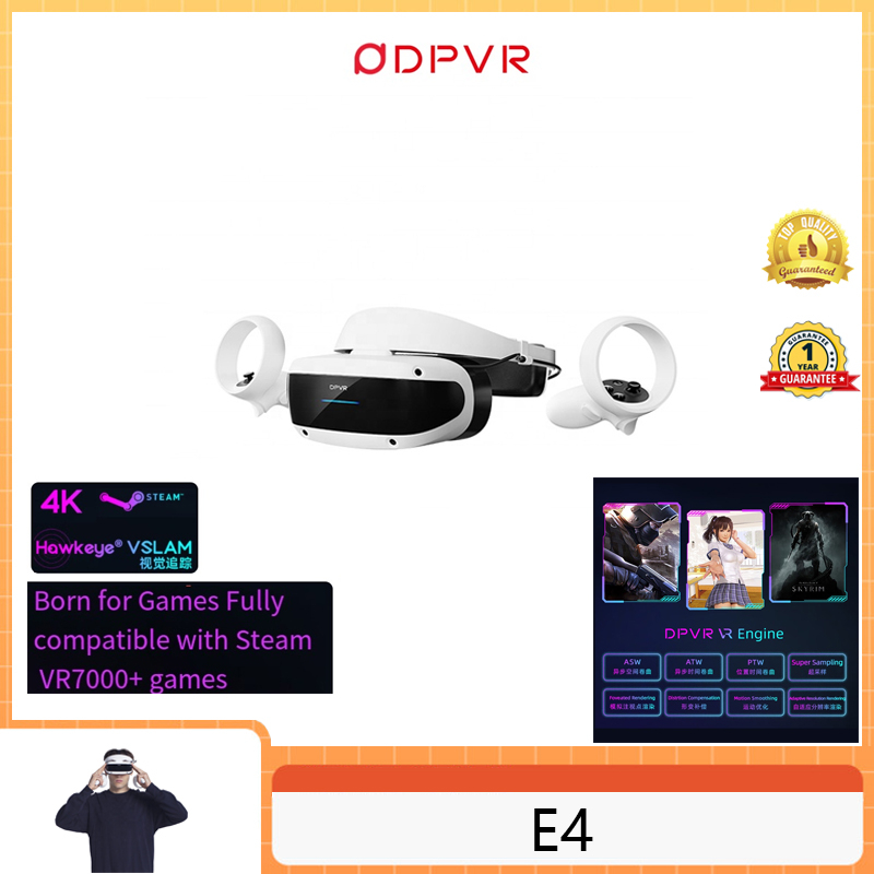 Dpvr E4 ชุดหูฟังเล่นเกม VR PCVR gafas para Elite ซอฟต์แวร์ไอน้ํา IPD ปรับได้ | Shopee Thailand