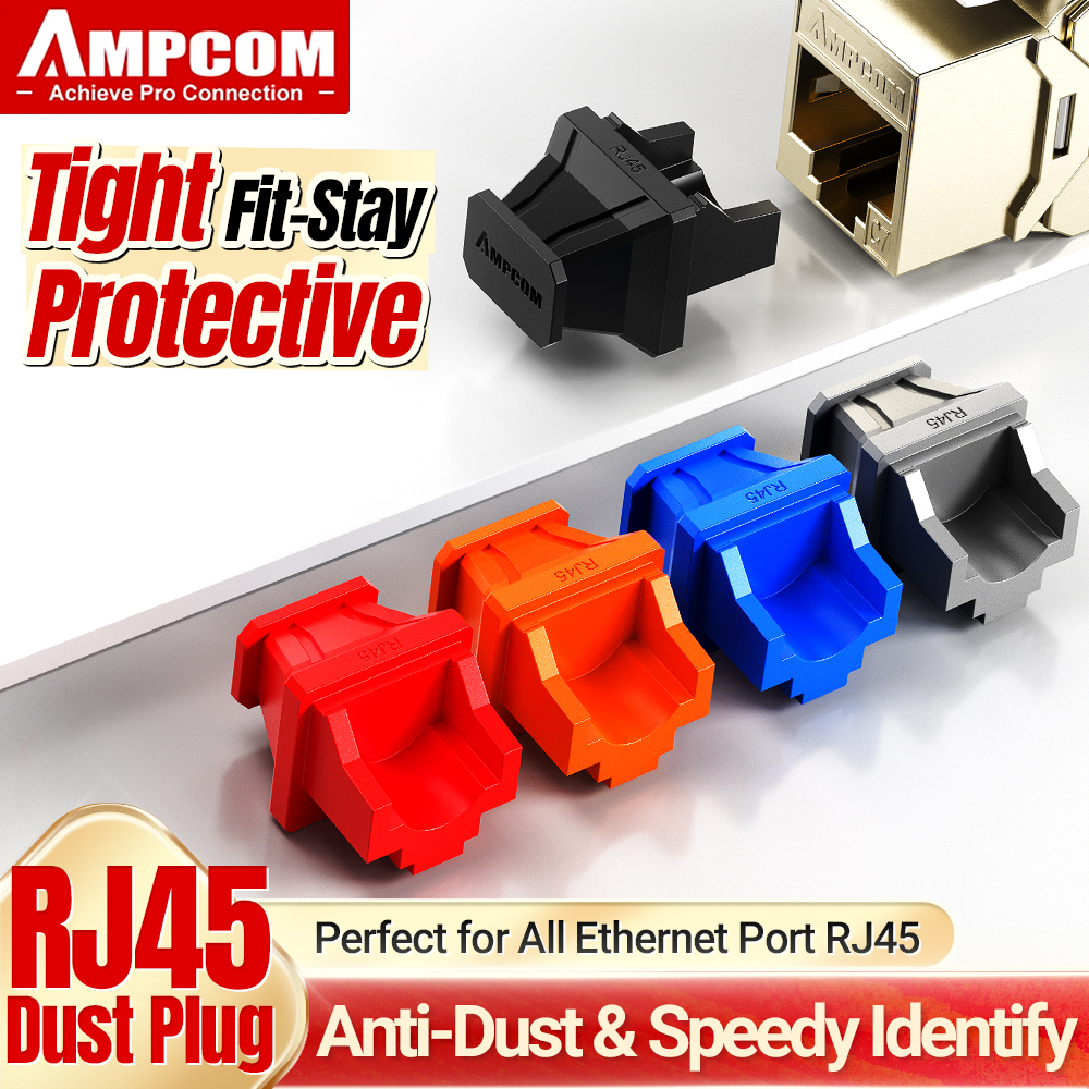 AMPCOM 50-Pack: ฝาปิดกันฝุ่น RJ45 5 สีสำหรับพอร์ต Ethernet Hub ป้องกัน ...