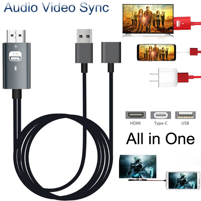 บลูทูธ USB to HDMI Mirror Cast Cable Audio Video Adapter สําหรับ iPhone ...