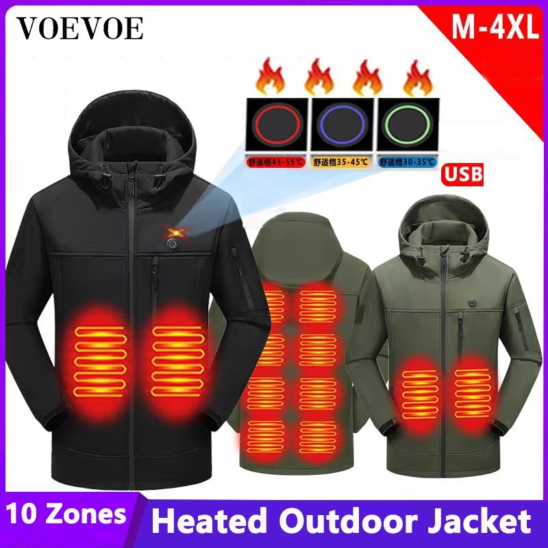 Voevoe เสื้อแจ็กเก็ตทําความร้อนไฟฟ้า ปรับอุณหภูมิได้ 10 โซน สําหรับเล่นกีฬากลางแจ้ง | Shopee ...