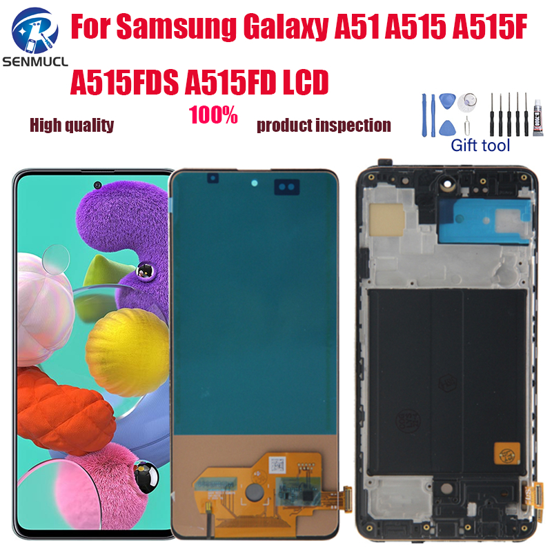 อะไหล่หน้าจอสัมผัสดิจิทัล LCD แบบเปลี่ยน สําหรับ Samsung Galaxy A51 A515 A515F A515FDS A515FD ...
