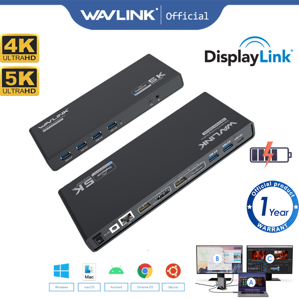 Wavlink แท่นชาร์จ USB C Dual 4K พร้อมจอแสดงผล HDMI 65W หลายจอแสดงผล | Shopee Thailand