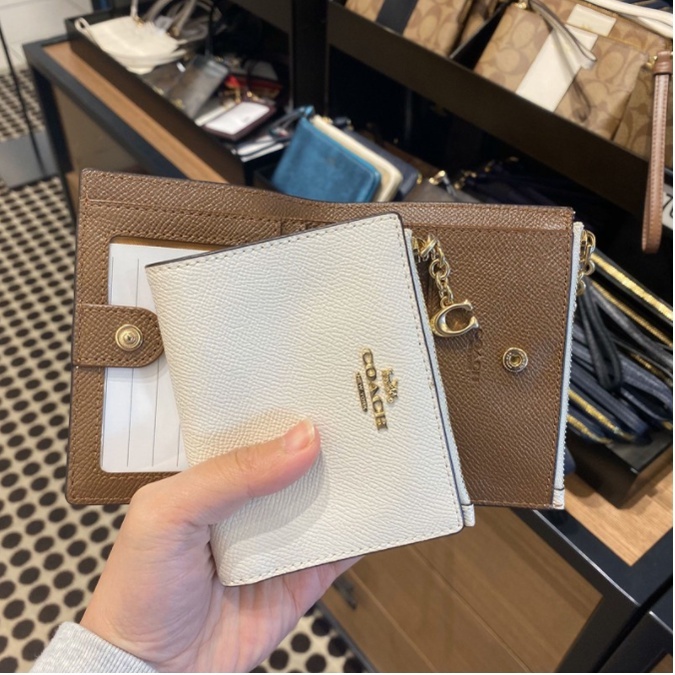 กระเป๋าสตางค์ COACH F73867 หนังแท้ 100% ใบสั้น พับได้ สําหรับผู้หญิง ...