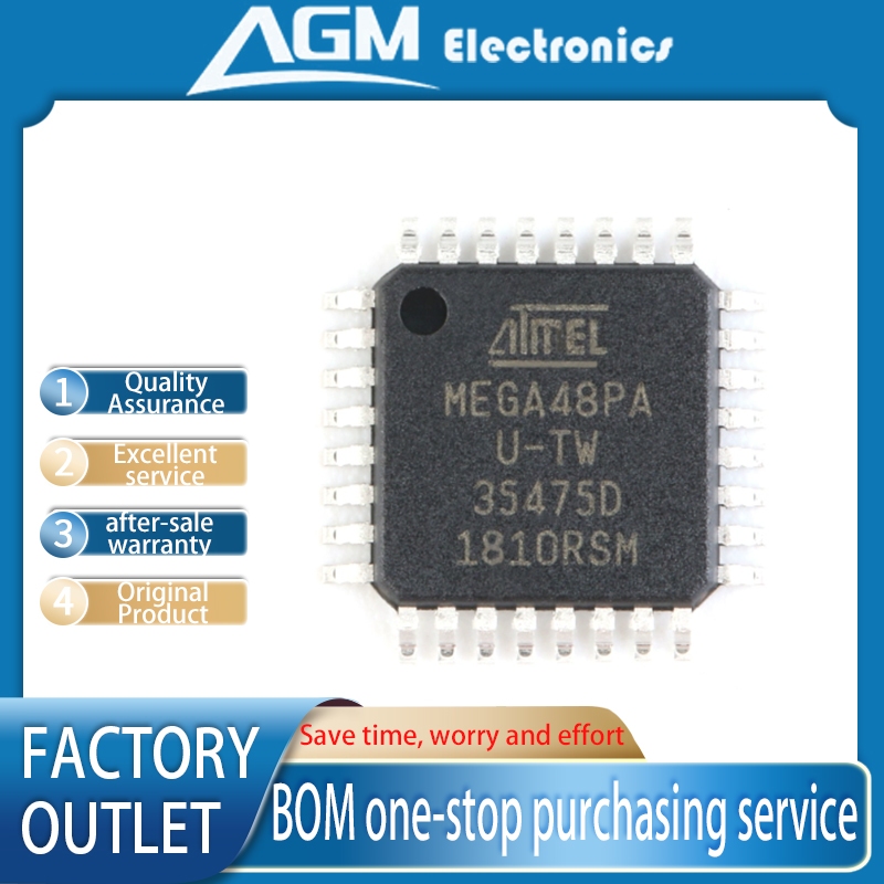 Atmega48pa-au TQFP-32 4KB หน่วยความจําแฟลช AVR โครงสร้าง 8-Bit Microcontroller ชิป | Shopee Thailand