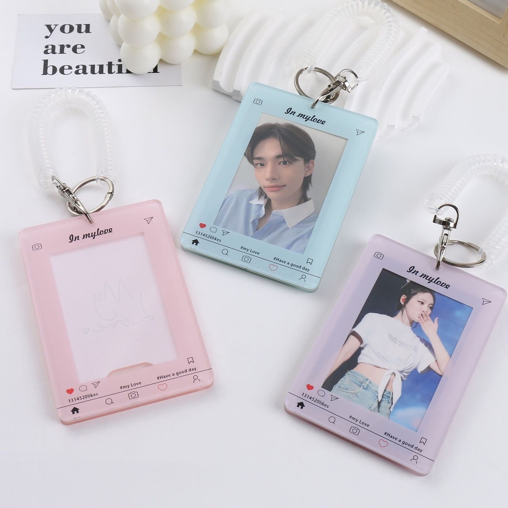 Ins คลิปการ์ดสีอะคริลิค Student ID Idol Card Clip พวงกุญแจ | Shopee ...