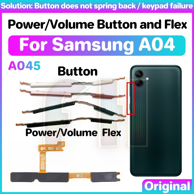 ปุ่มปรับระดับเสียง ปุ่มกดเปิดปิด แบบยืดหยุ่น สําหรับ Samsung Galaxy A04 ...