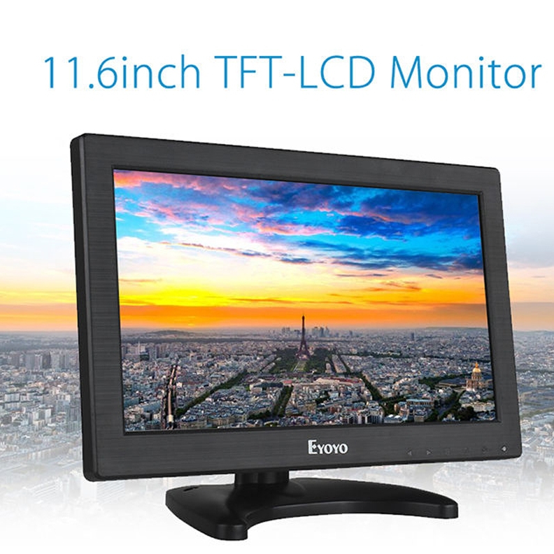 Eyoyo มอนิเตอร์ TFT LCD 12 นิ้ว พร้อมอินพุต AV HDMI BNC VGA 1366x768 ...