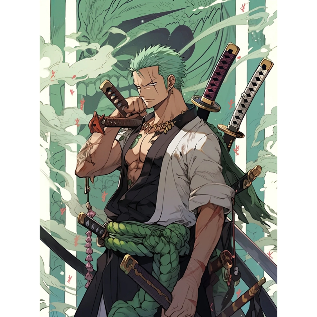 Hamlet 【30*40 ซม.】ภาพวาดสีอะคริลิค ONE PIECE Ronoa Zoro Monkey·D·Luffy ...