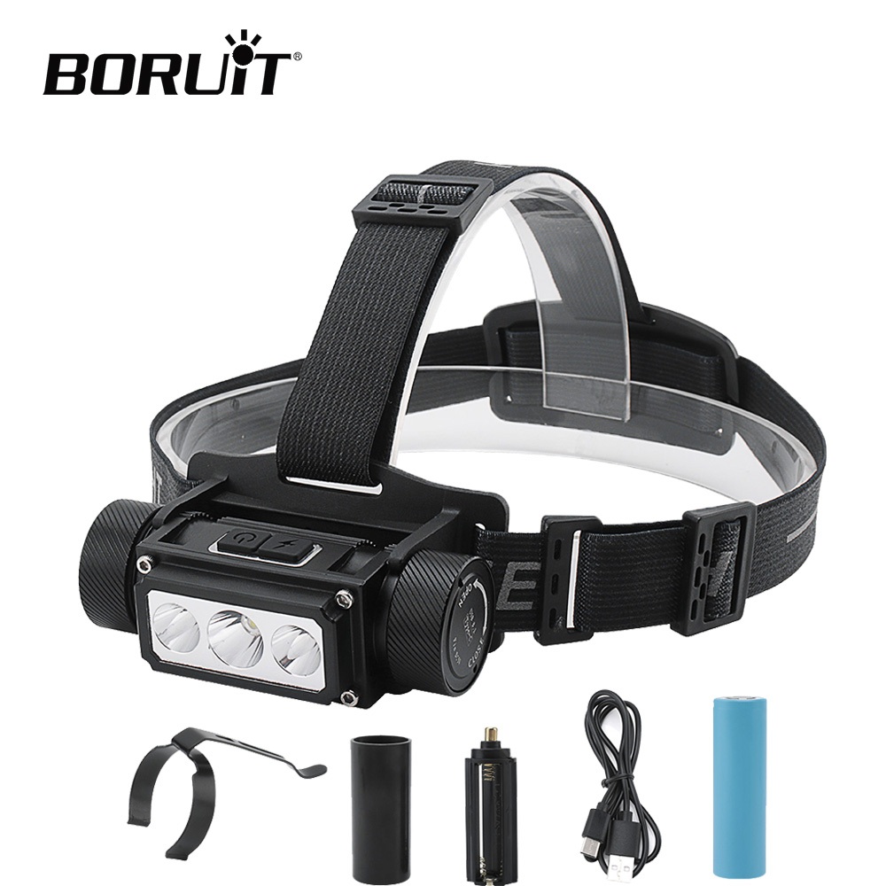 พร้อมสต็อก BORUiT B39 LED ไฟหน้า XM-L2+2*XP-G2 ไฟหน้า 21700/18650 TYPE ...