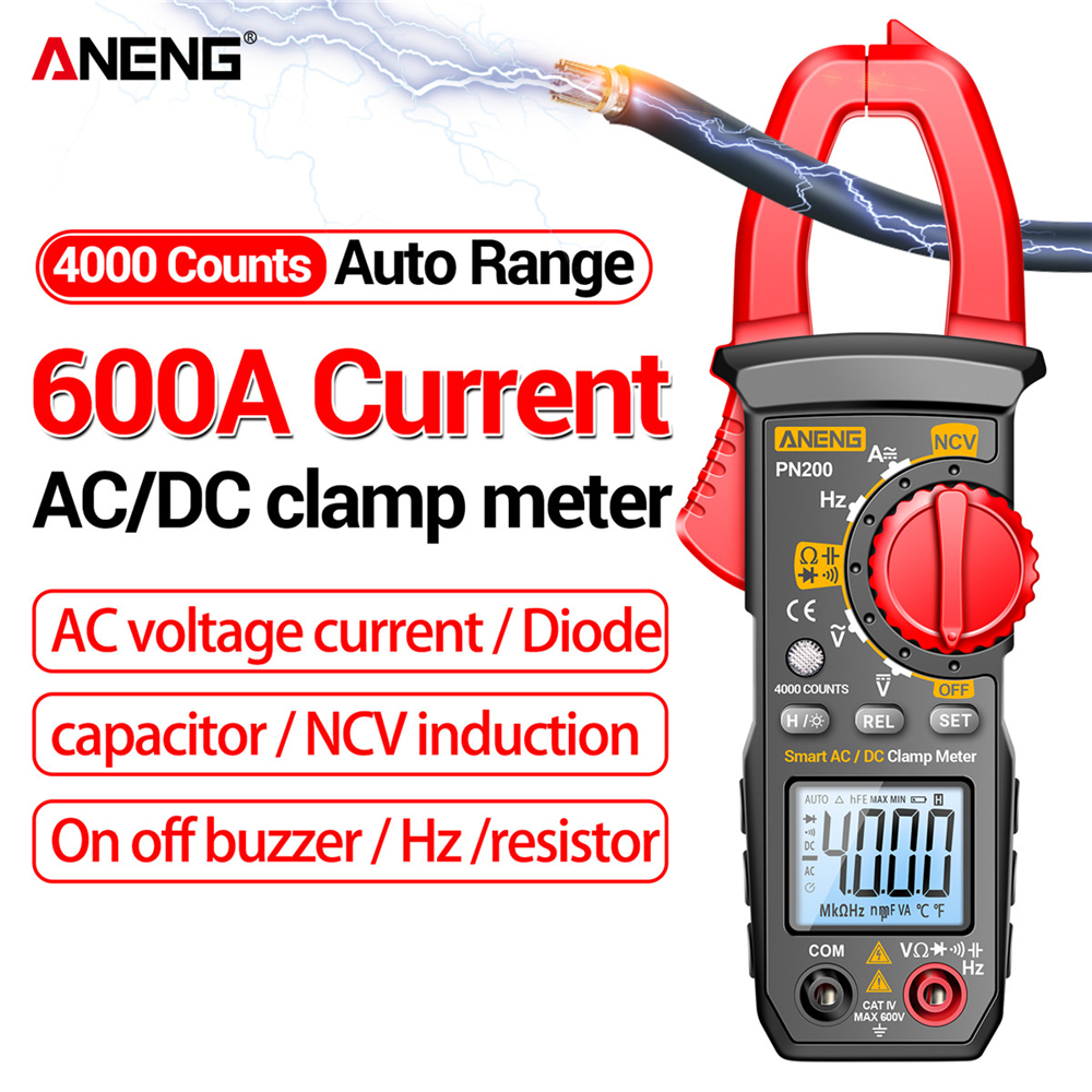 Aneng PN200 แคลมป์มิเตอร์ดิจิทัล DC/AC 600A กระแสไฟ 4000 นับ มัลติ ...